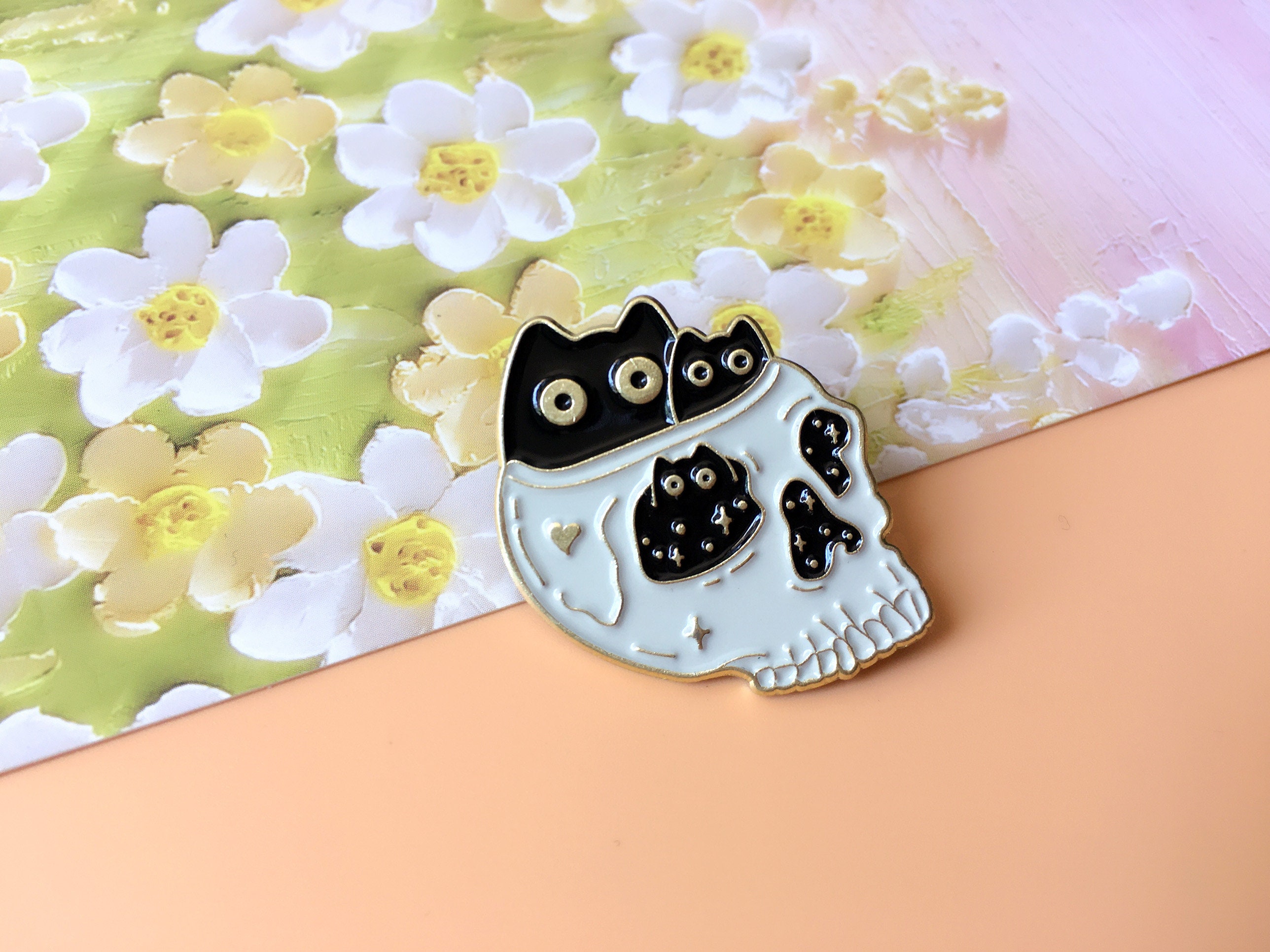 Funny Black Cat Enamel Pin Cute Badge Pin Everything is Fine Lapel Pin ...