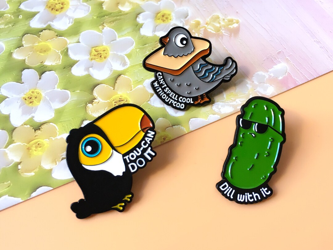 Parrot Pigeon Cucumber Enamel Pin Funny Badge Pin Lapel Pin Collar Pin ...