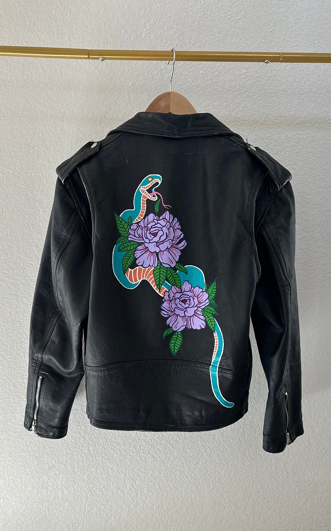 Hand Painted Vintage Motorcycle Jacket Grunge Punk - Etsy