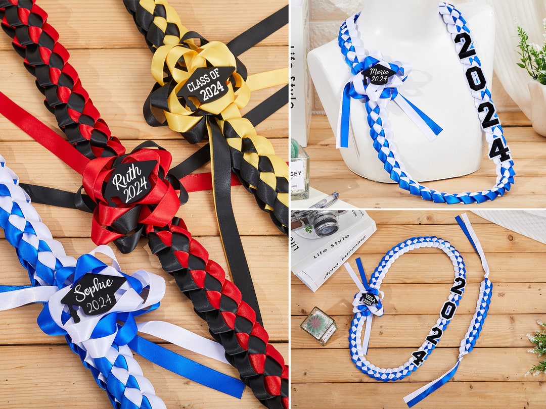 Graduation Lei With Name, Open Color Block Lei, Grad Lei, Graduation ...