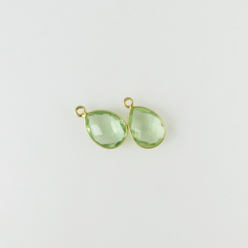 Dijes de amatista verde de 13 mm con bisel de un solo asa, facetados en ...