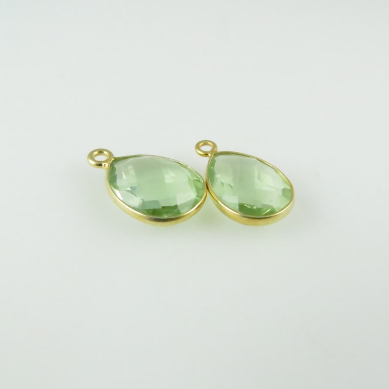 Dijes de amatista verde de 13 mm con bisel de un solo asa, facetados en ...