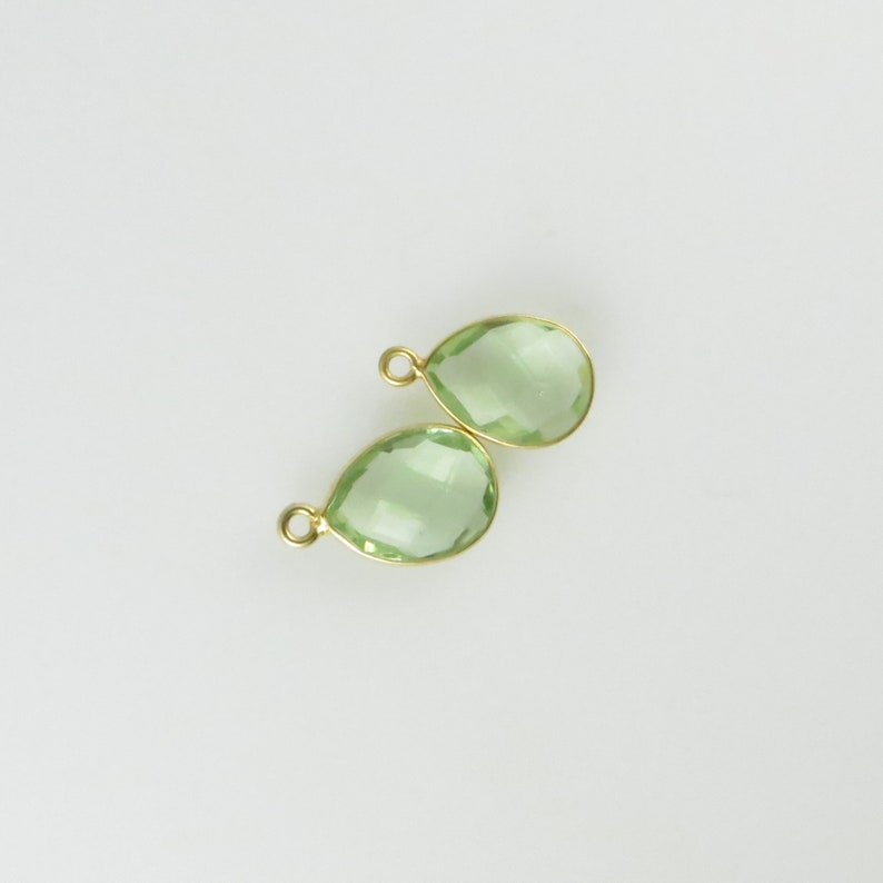 Dijes de amatista verde de 13 mm con bisel de un solo asa, facetados en ...
