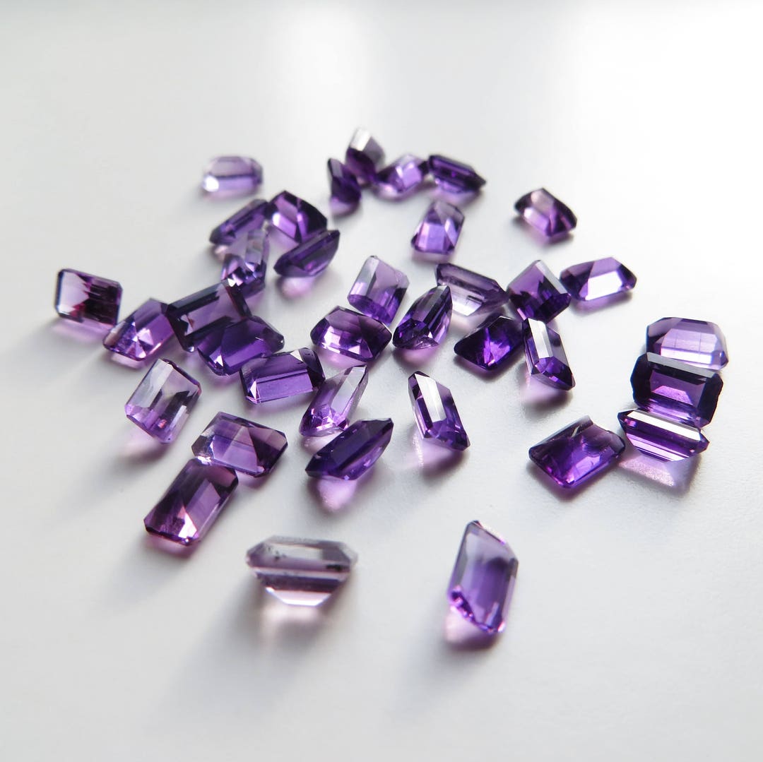 Amethyst Gemstone Princess-cut Gem LOT, 20.30 Cts 36 Pieces 4x6 A123 ...