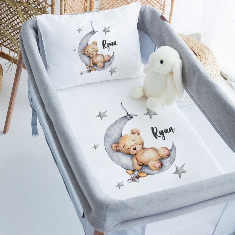 Personalized Baby Bedding Set: Teddy Bear Nursery Decor, 100% Cotton - Etsy