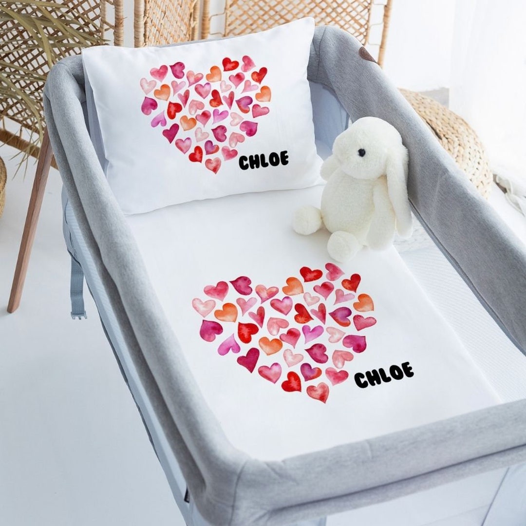 Red Hearth Pattern Baby Crib Bedding Set, Organic Cotton Baby Duvet ...