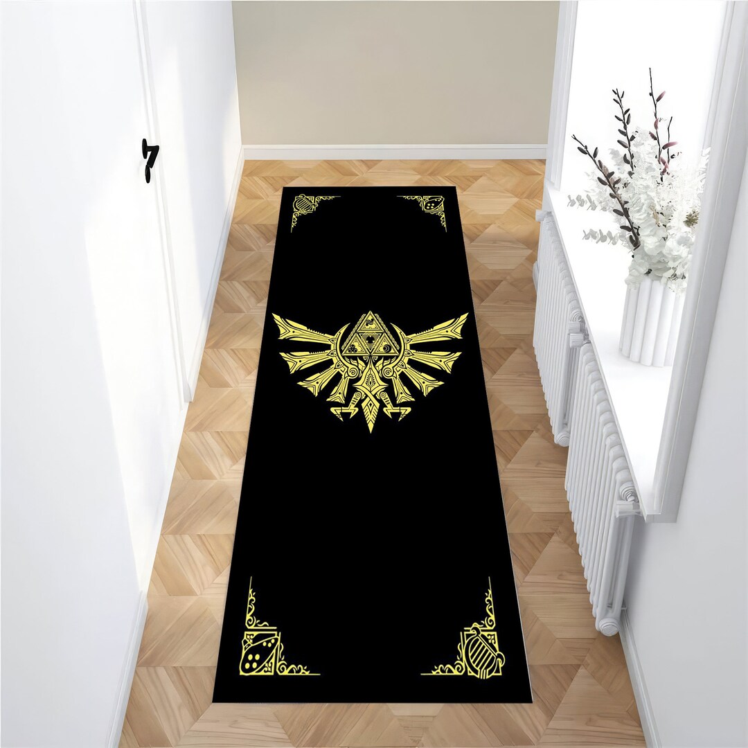 Legend of Zelda Game Logo Custom Design Rug, Zelda Runner Rug, Hyrule ...