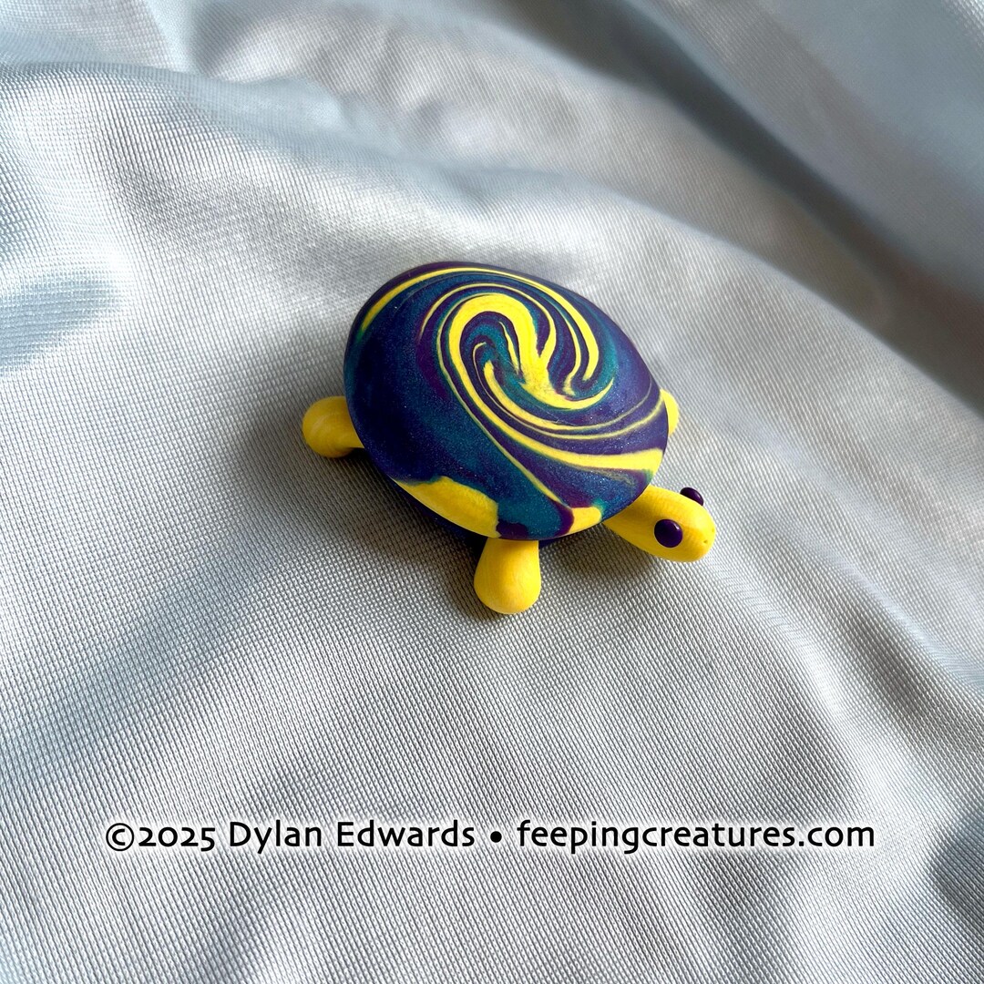 Yellow Swirl Turtle - Feeping Creatures Polymer Clay Monster Figurine ...