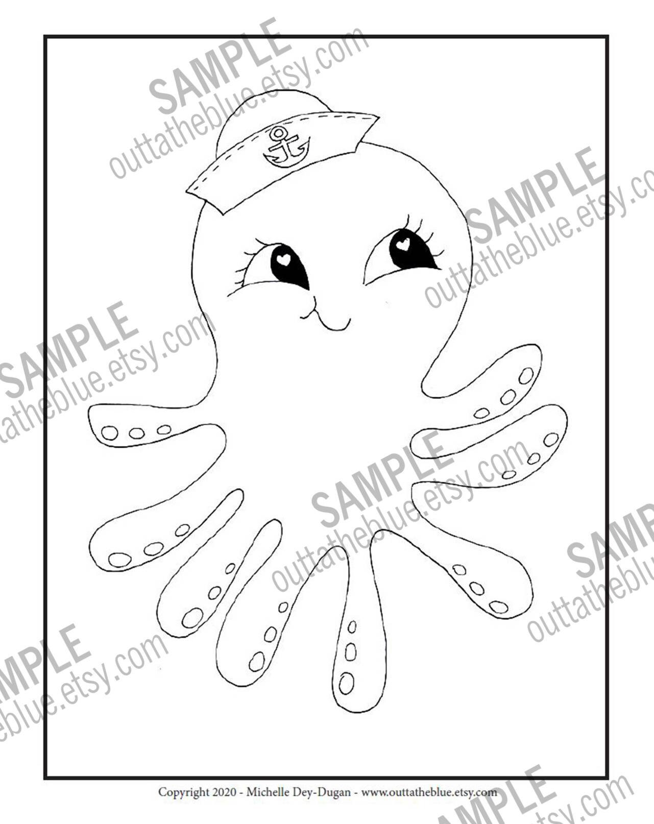 Cute Sea Printable Coloring Pages for Kids Digital Upload PDF - Etsy