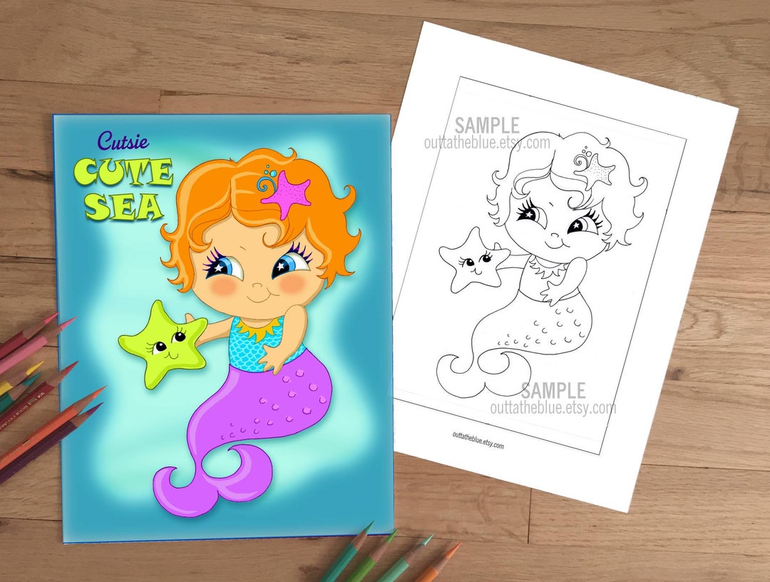 Cute Sea Printable Coloring Pages for Kids, Digital Upload PDF Files ...