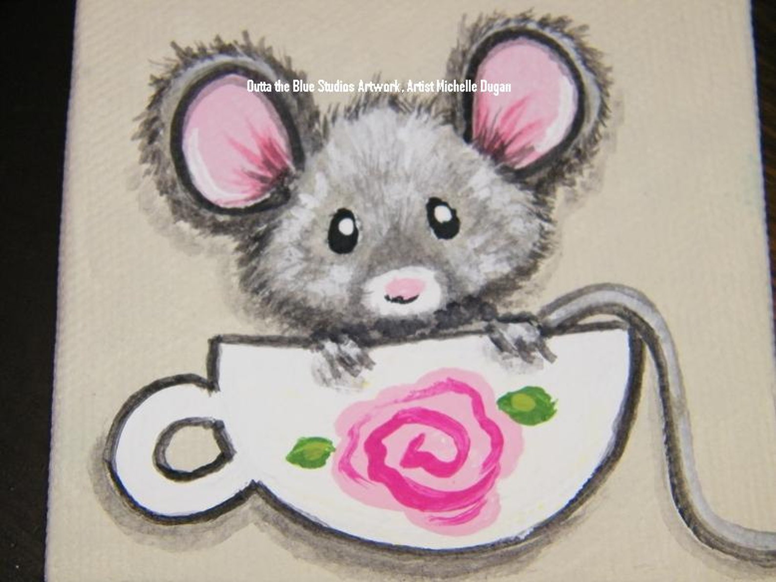 A Cupful of Cute Lil Mouse Mini Artwork 3x3 Custom Painted - Etsy