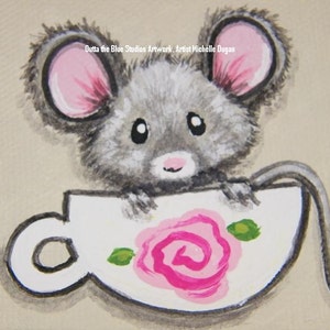 A Cupful of Cute, Lil Mouse Mini Artwork 3x3 Custom Painted Just for ...