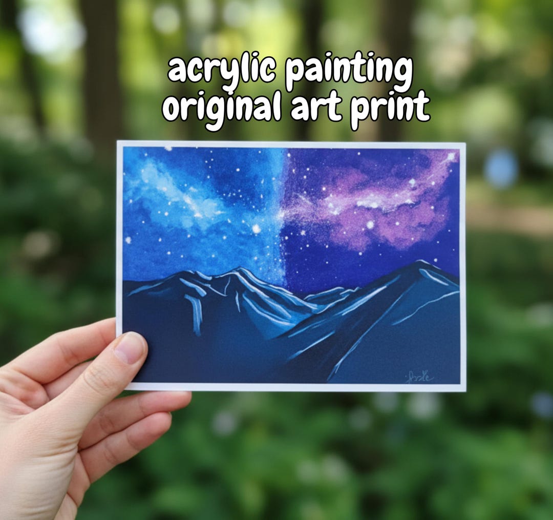 Split Galaxy Art Print | Original Acrylic Space Painting (5x7) - Etsy