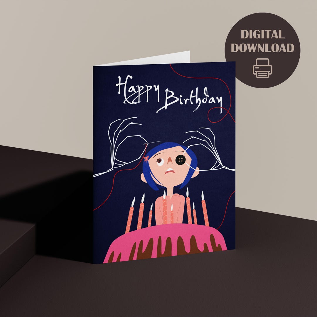Coraline Birthday Card, Spooky Dark Design (digital Download) - Etsy