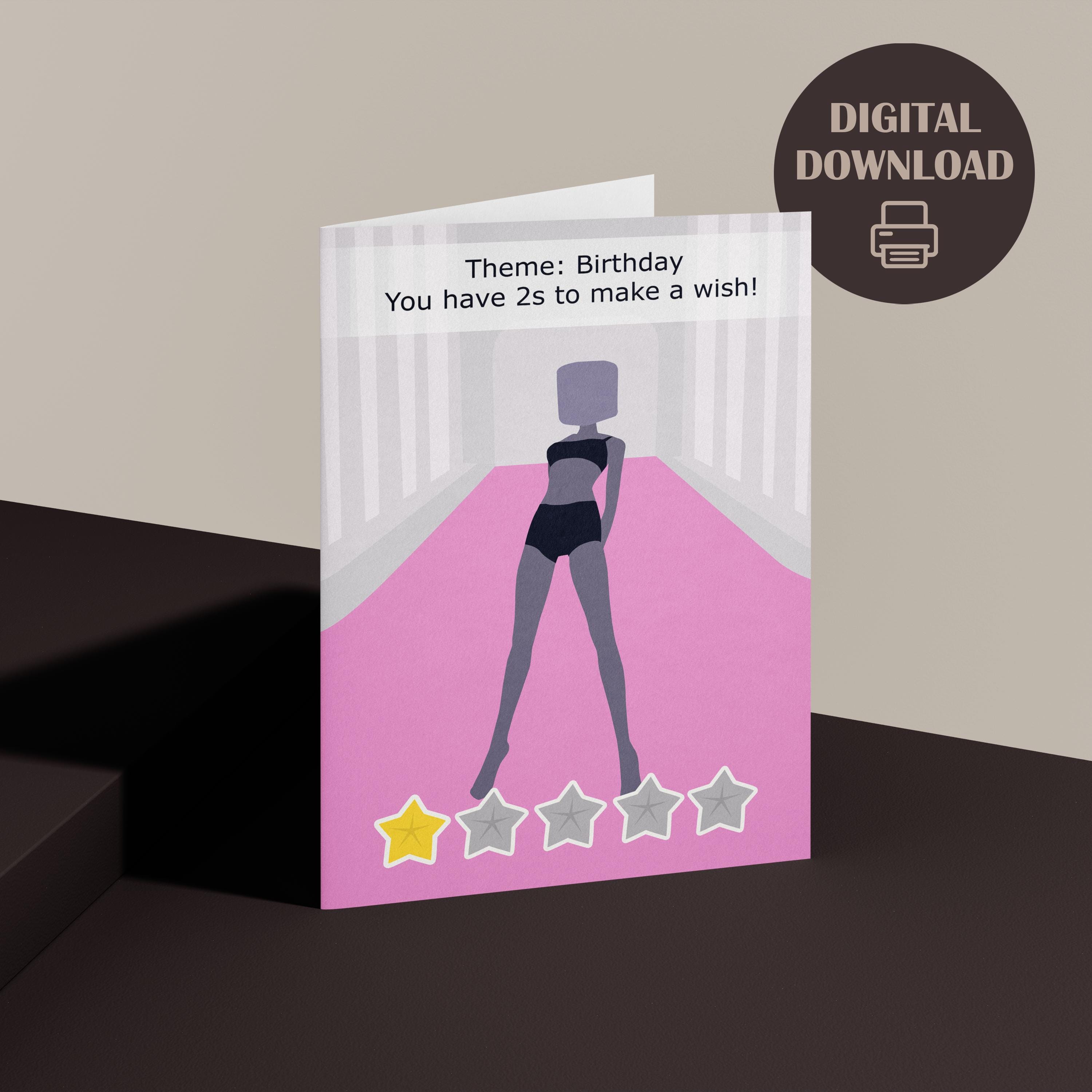 Dress to Impress Birthday Card DIGITAL Download Funny Theme Greeting ...