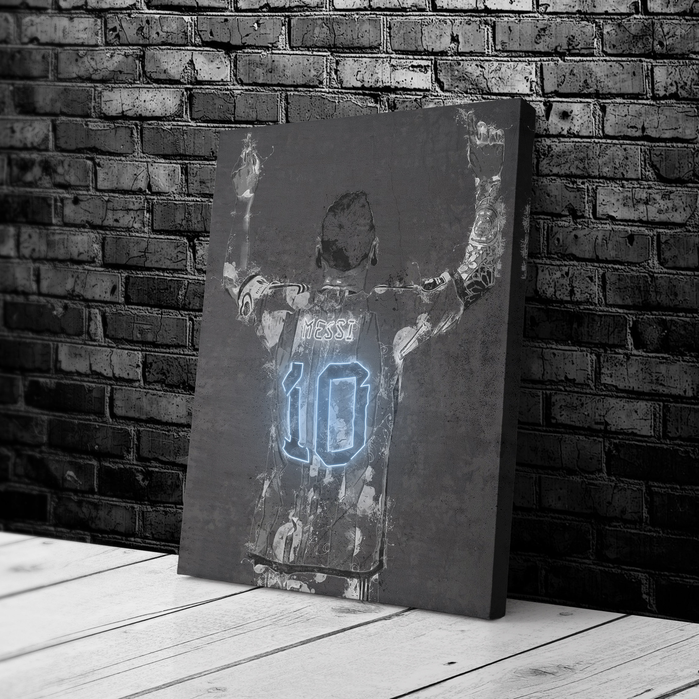 Lionel Messi Poster Neon Effect Argentina Soccer Hand Made Poster ...