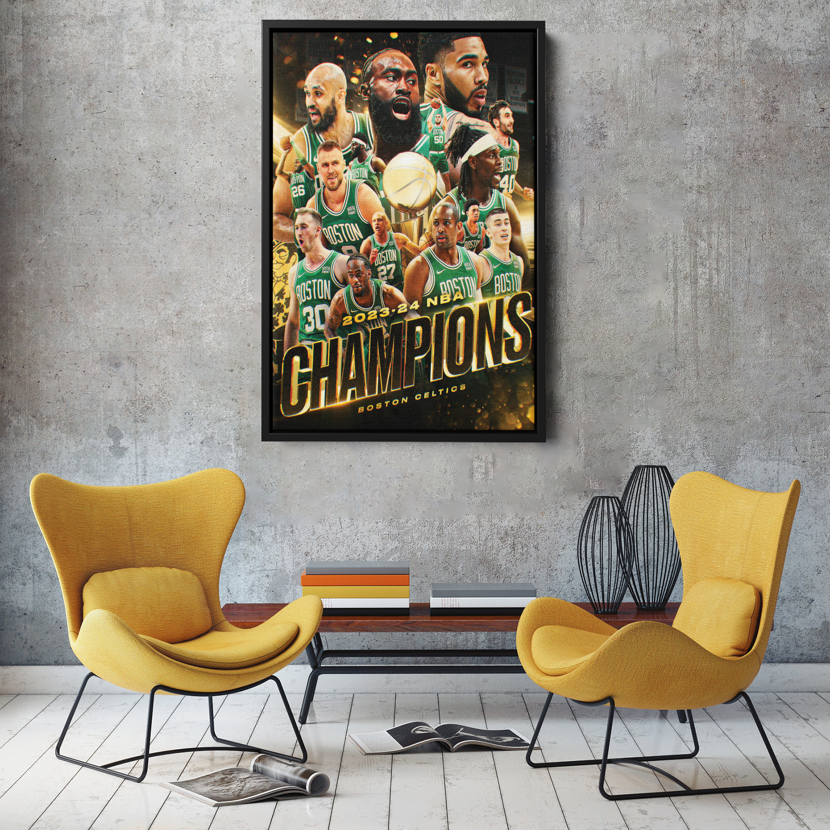 Boston Celtics 2024 NBA Championship Canvas Wall Art Home Decor Framed ...