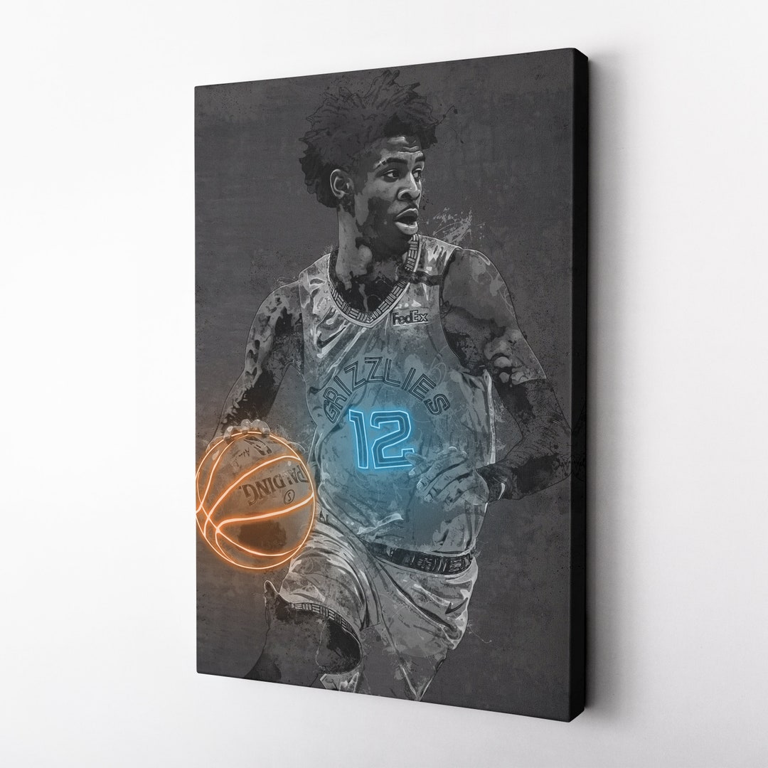 Ja Morant Poster Neon Effect Memphis Grizzlies Basketball Hand Made ...