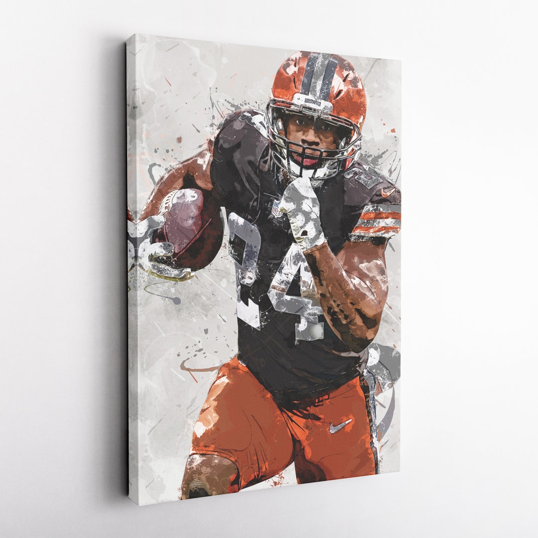 Nick Chubb Poster, Cleveland Browns - Canvas Print, Framed Poster, Kids ...