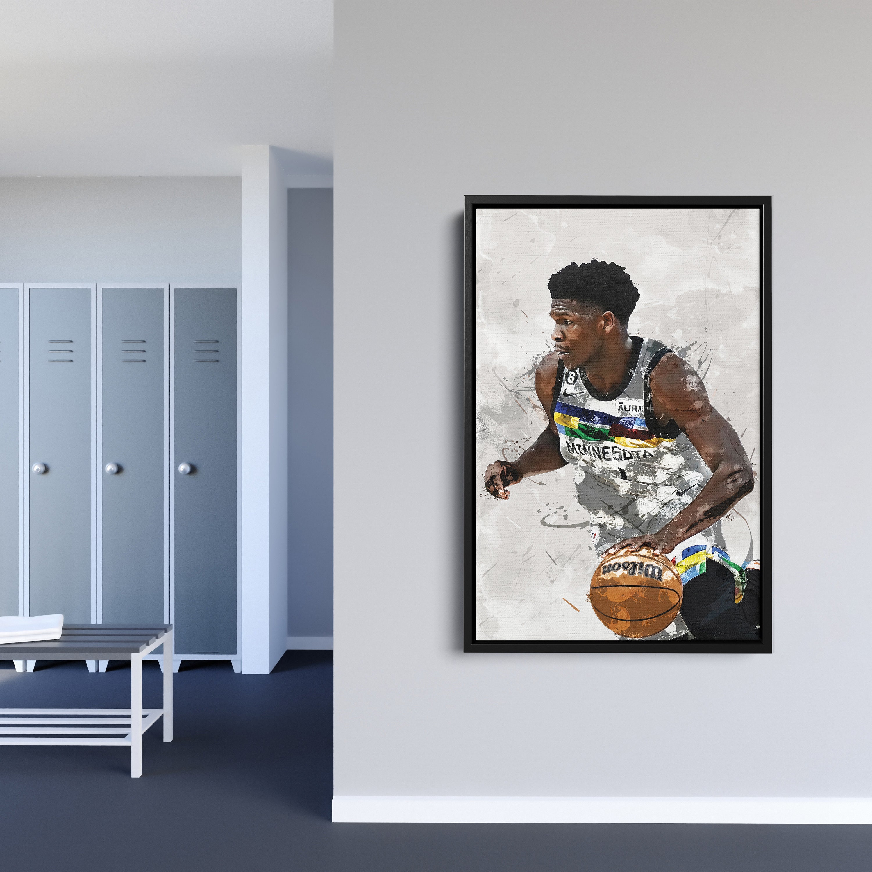 Anthony Edwards Poster, Minnesota Timberwolves Canvas Print, Framed ...