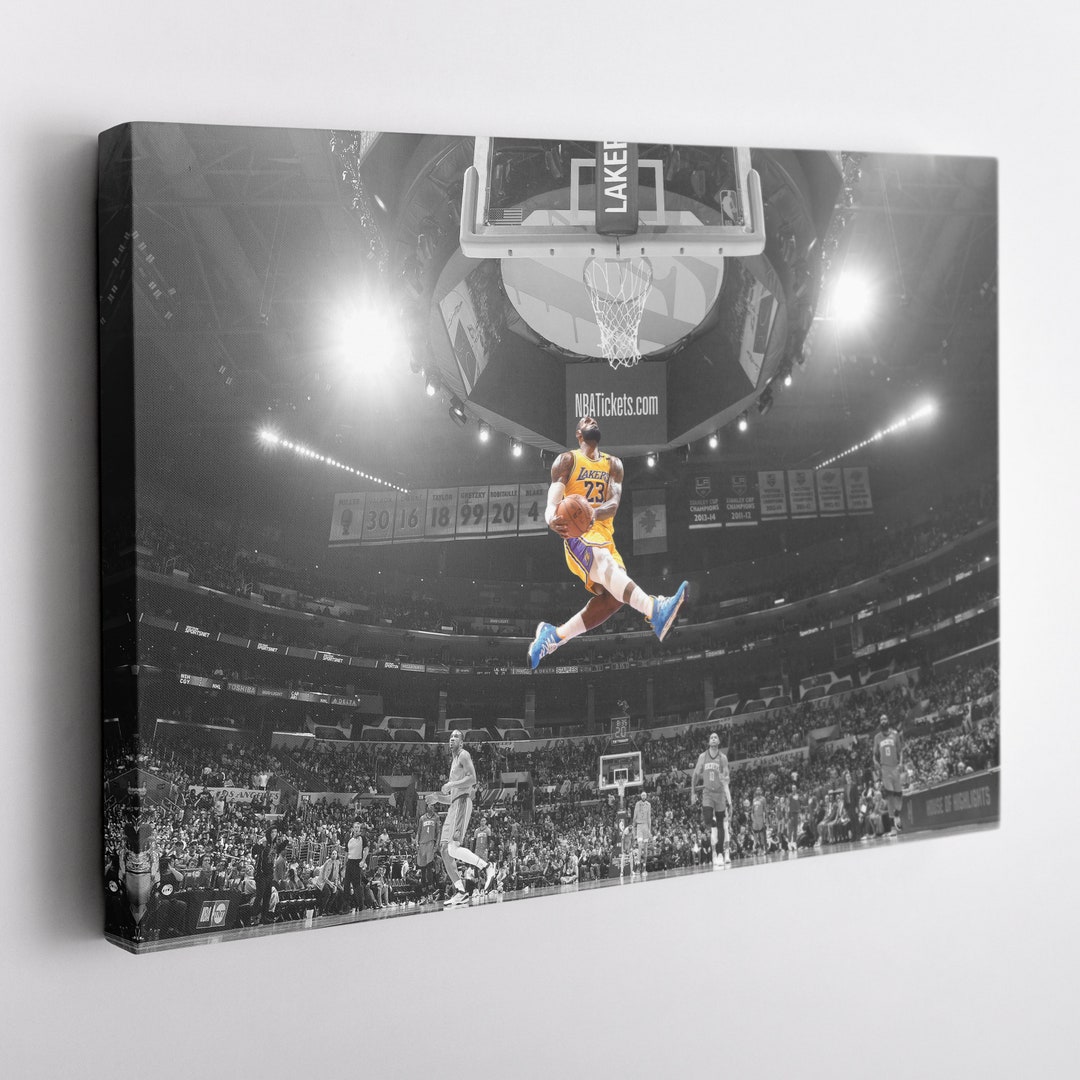 Lebron James Slam Dunk Poster Los Angeles Lakers Basketball Hand Made ...