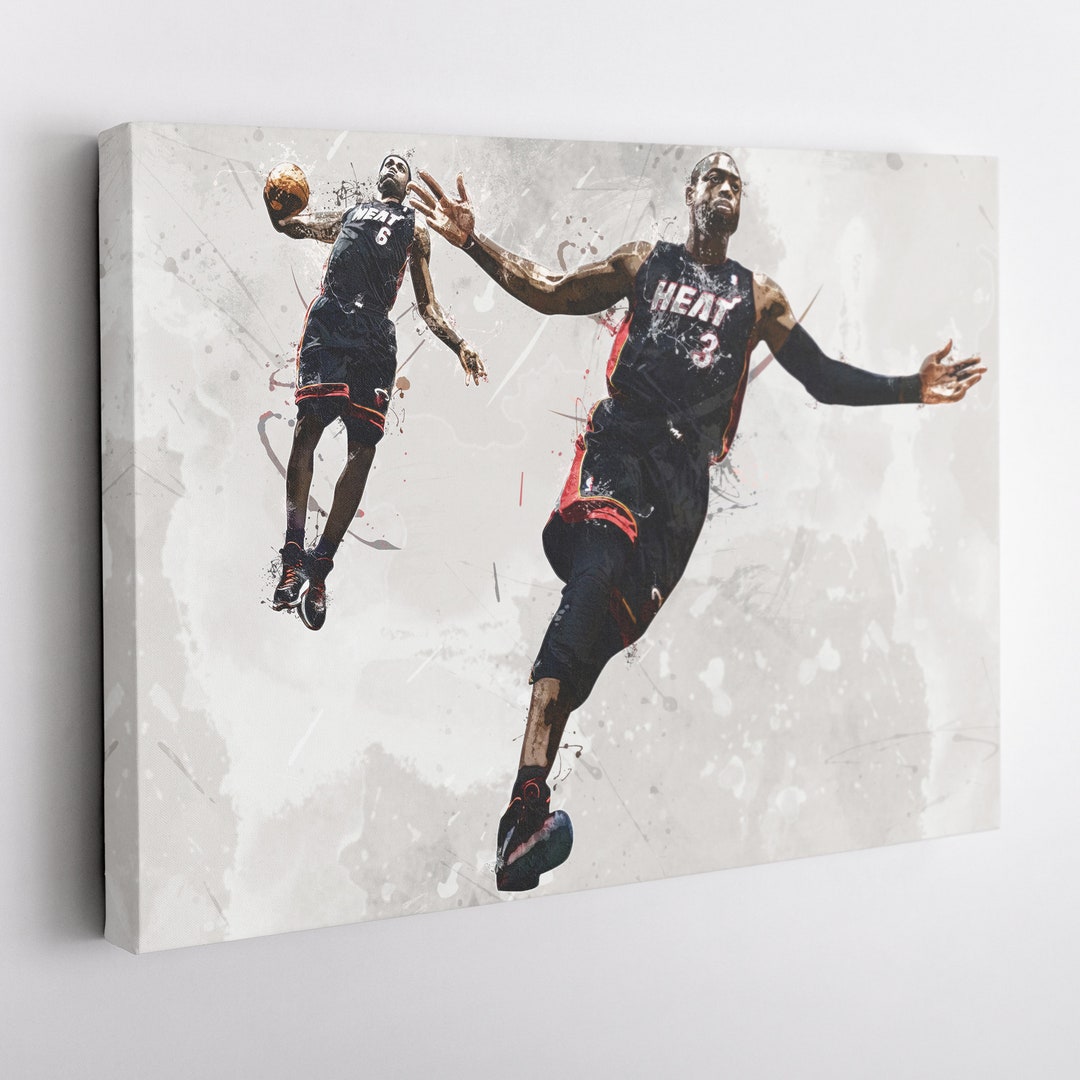 Lebron James Dwyane Wade Poster, Miami Heat, Canvas Print, Framed ...