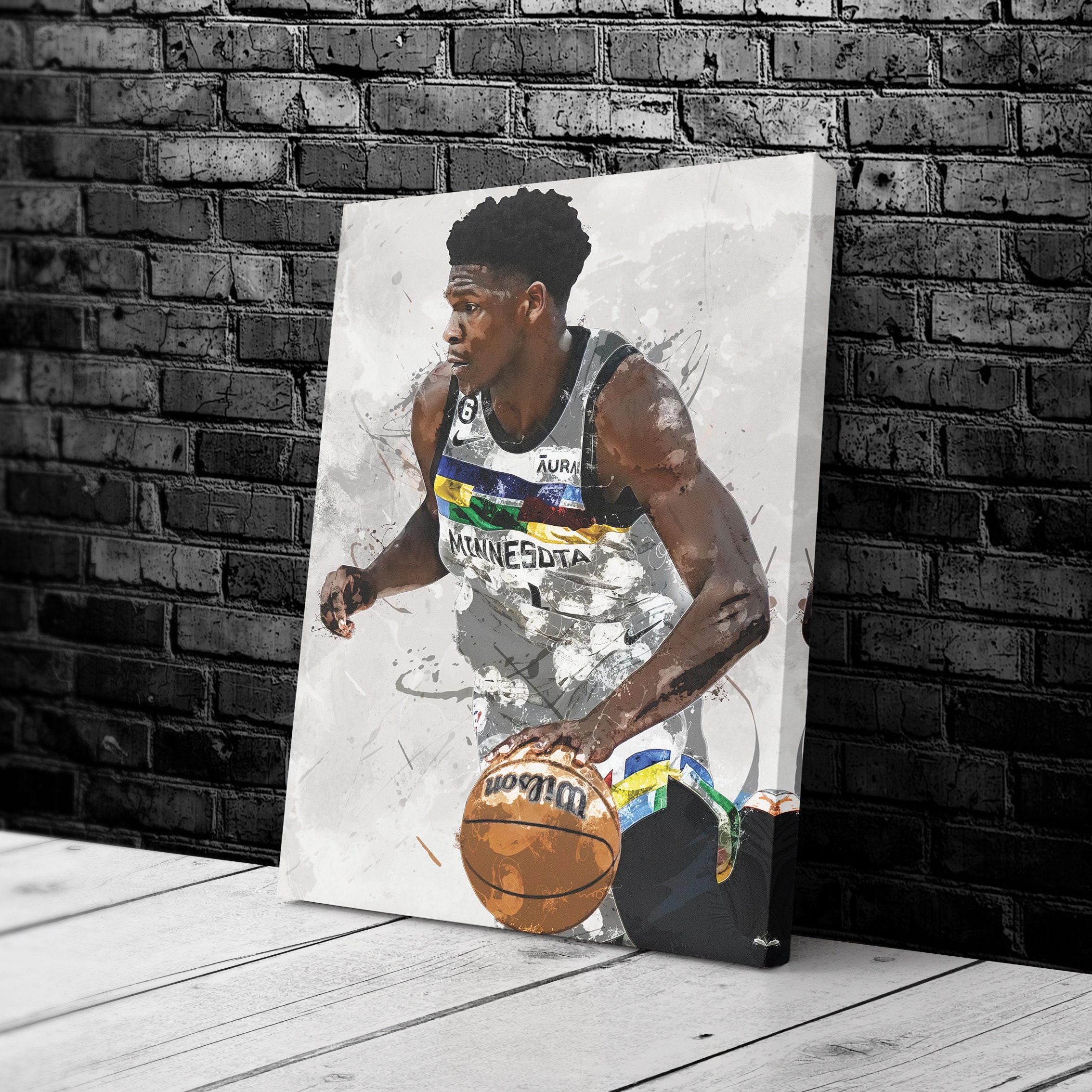 Anthony Edwards Poster, Minnesota Timberwolves - Canvas Print, Framed ...