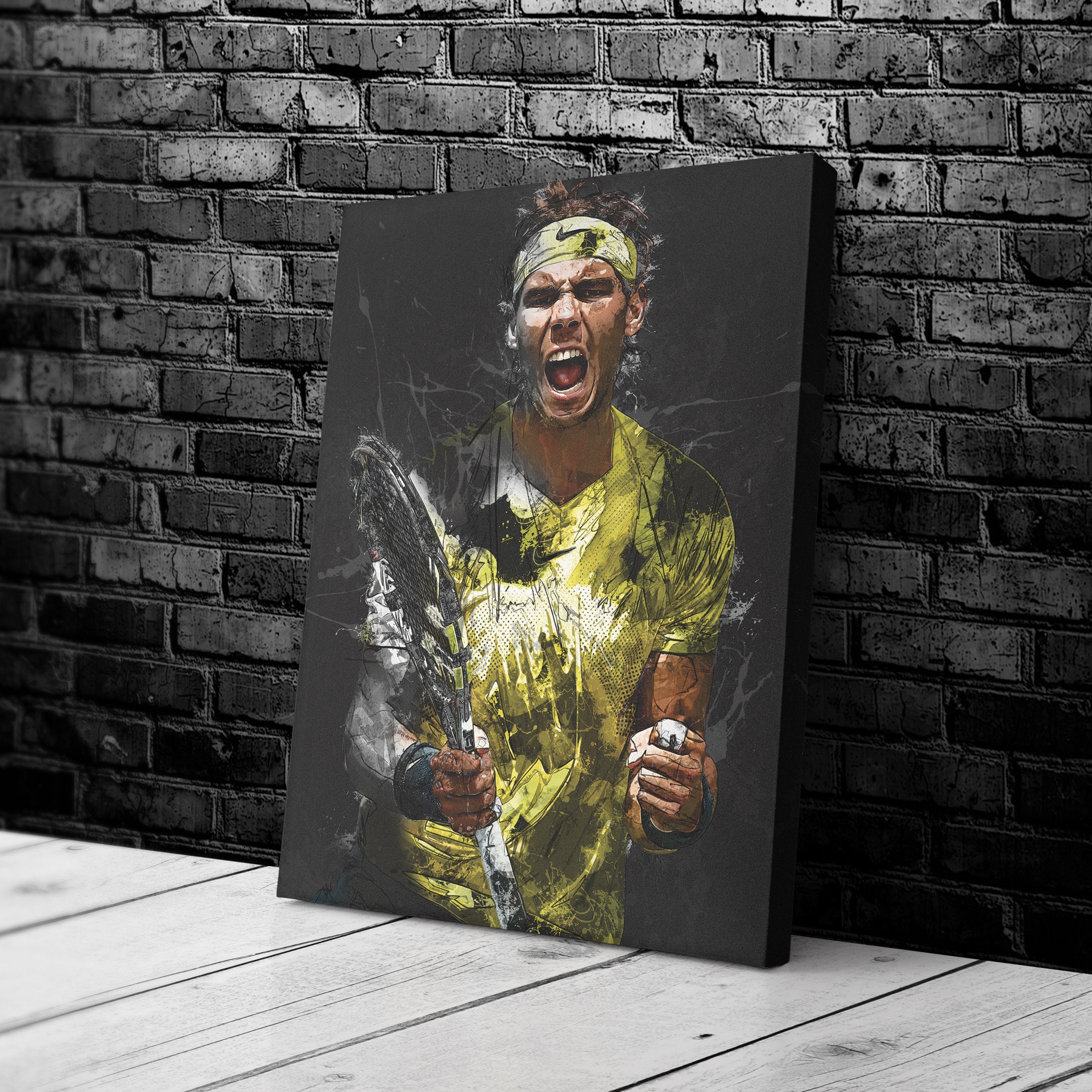 Rafael Nadal Painting Tennis Player Hand Made Poster Canvas Print Kids ...