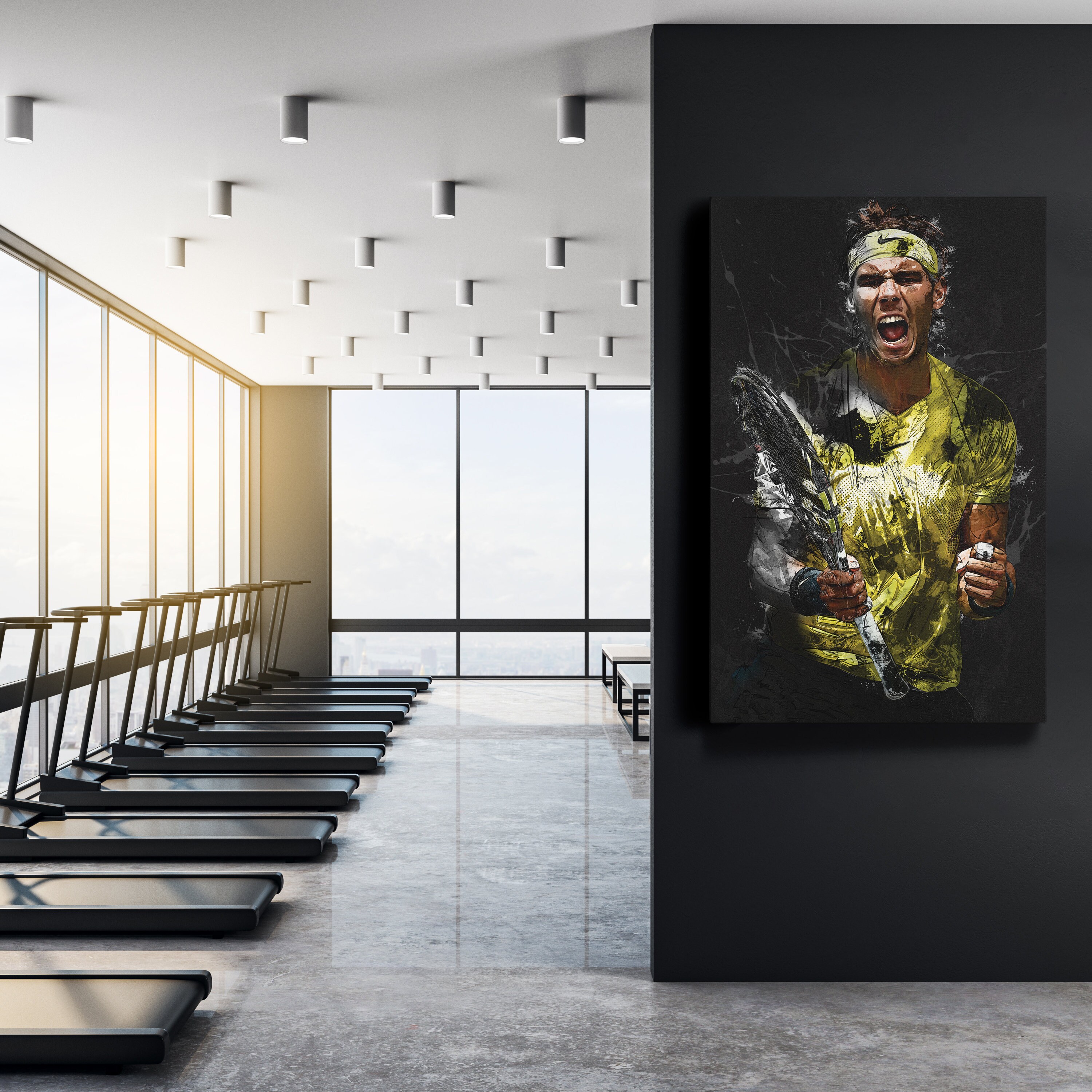 Rafael Nadal Painting Tennis Player Hand Made Poster Canvas Print Kids ...