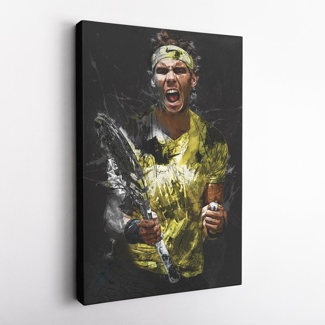 Rafael Nadal Painting Tennis Player Hand Made Poster Canvas Print Kids ...