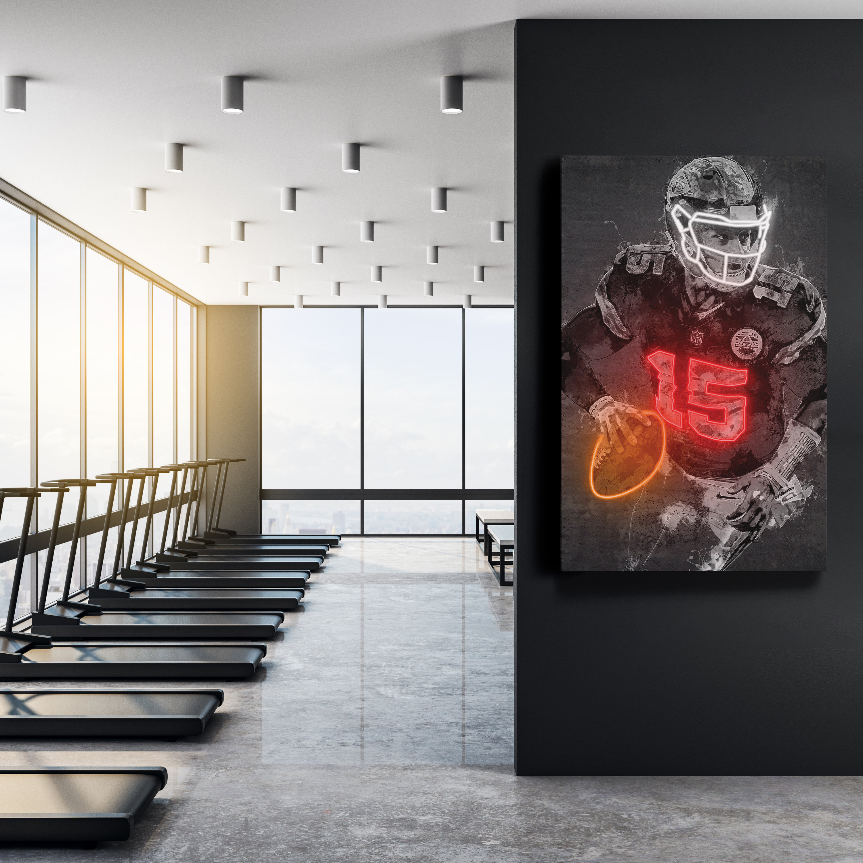 Patrick Mahomes Neon Effect Kansas City Chiefs NFL Poster Canvas Print ...