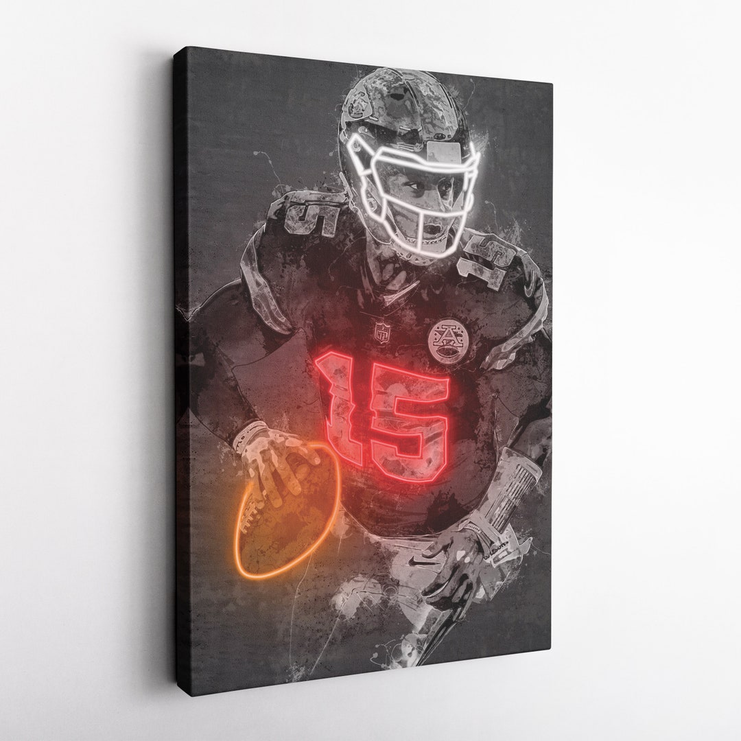 Patrick Mahomes Neon Effect Kansas City Chiefs NFL Poster Canvas Print ...