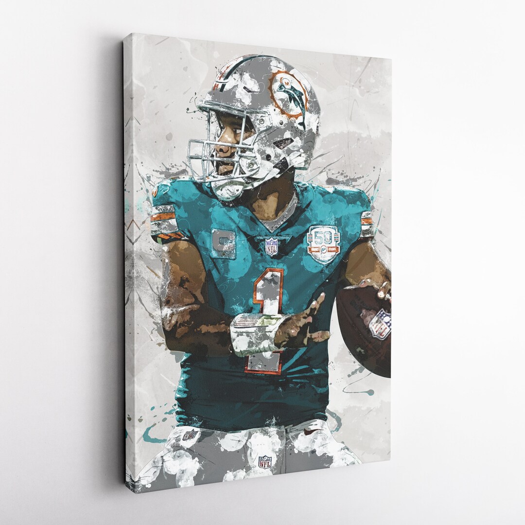 Tua Tagovailoa Poster, Miami Dolphins - Canvas Print, Framed Poster ...