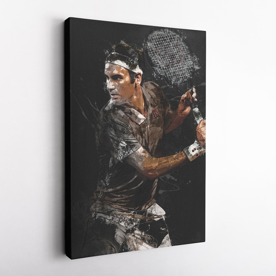 Roger Federer Painting Tennis Player Hand Made Poster Canvas Print Kids ...