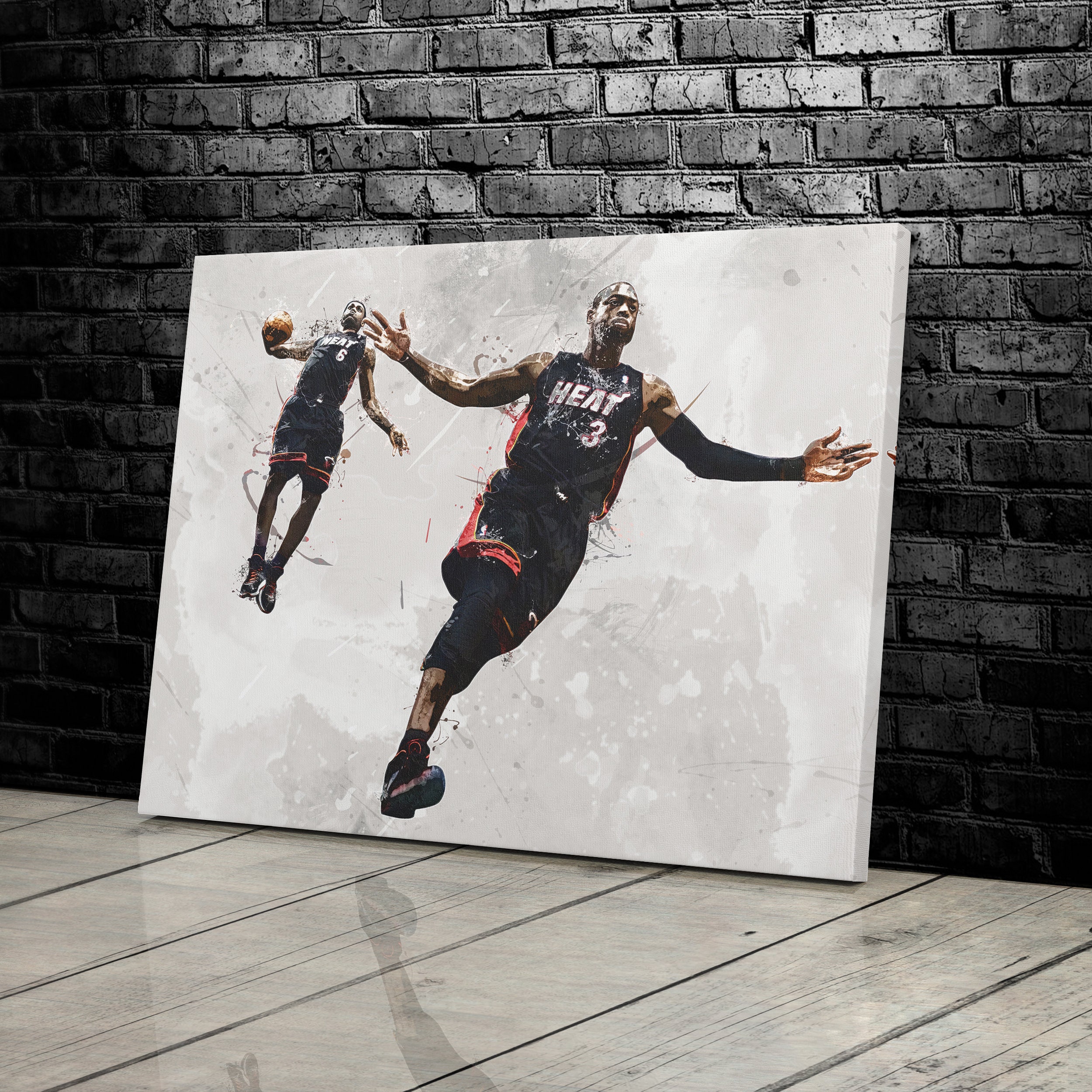 Lebron James Dwyane Wade Poster, Miami Heat, Canvas Print, Framed ...