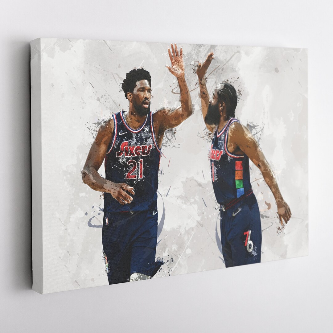 Joel Embiid James Harden Poster, Philadelphia 76ers, Canvas Print ...