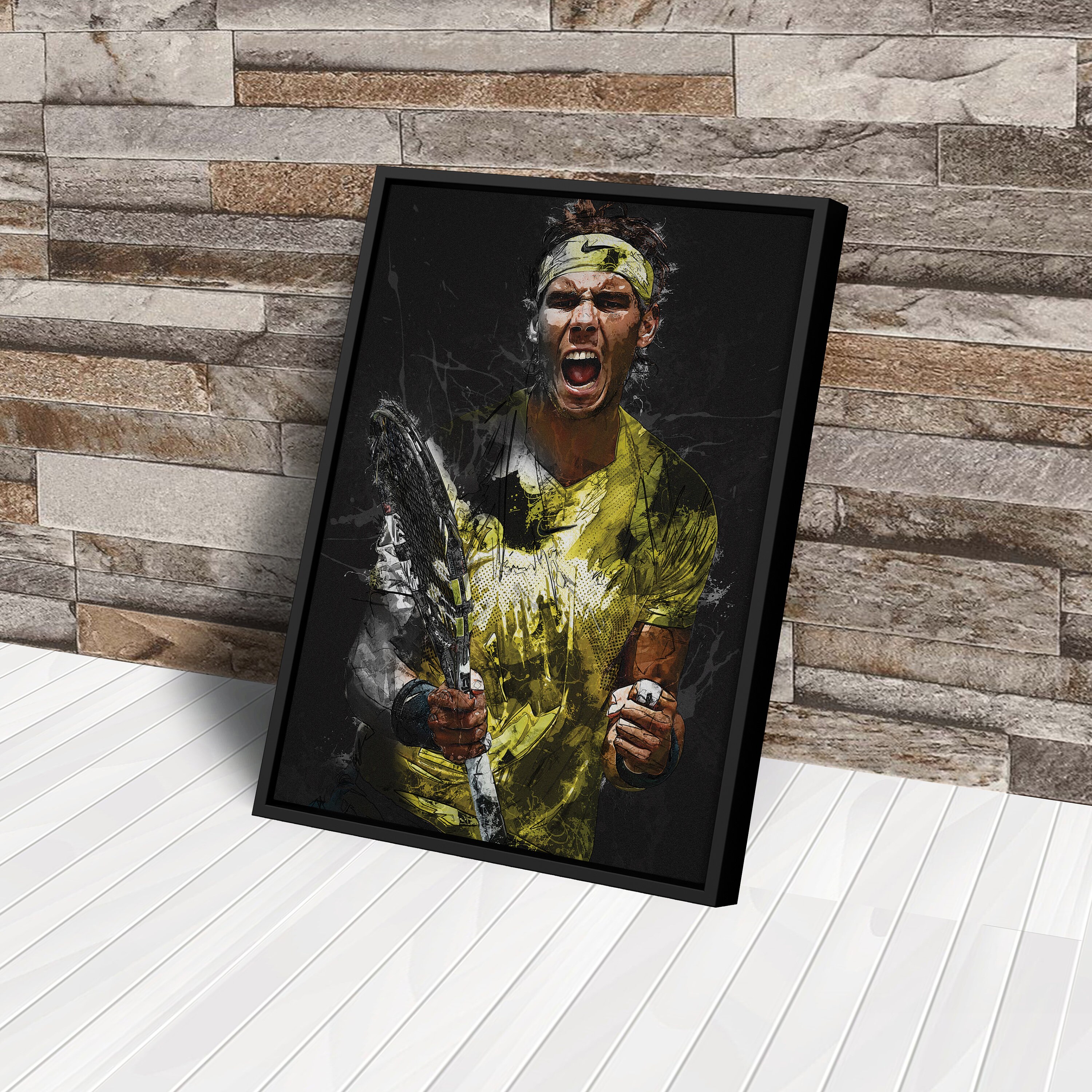 Rafael Nadal Painting Tennis Player Hand Made Poster Canvas Print Kids ...