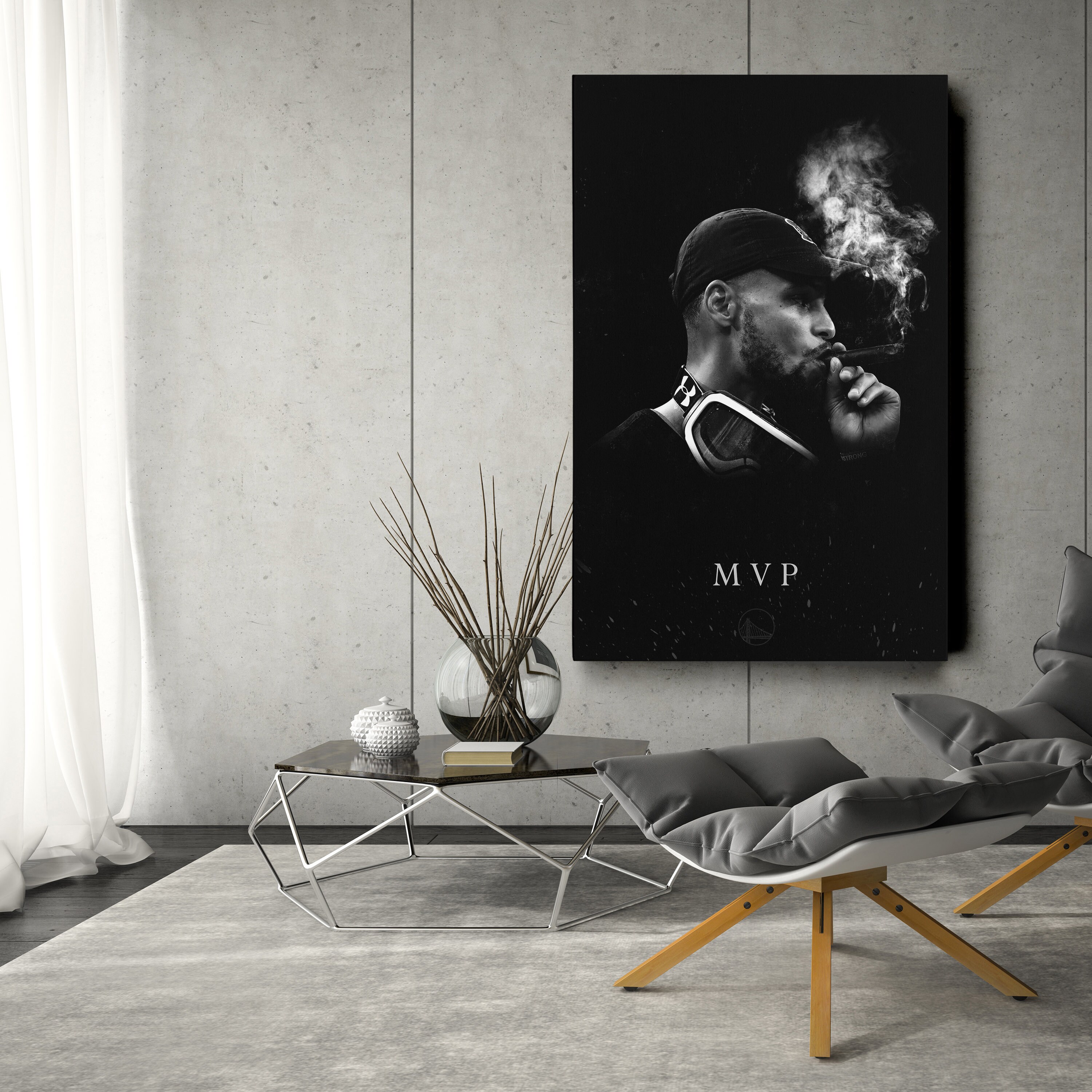 Stephen Curry Smoking a Cigar Poster Golden State Warriors NBA Hand ...