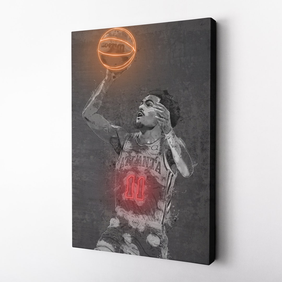 Trae Young Poster Neon Effect Atlanta Hawks Basketball Hand Made Poster ...