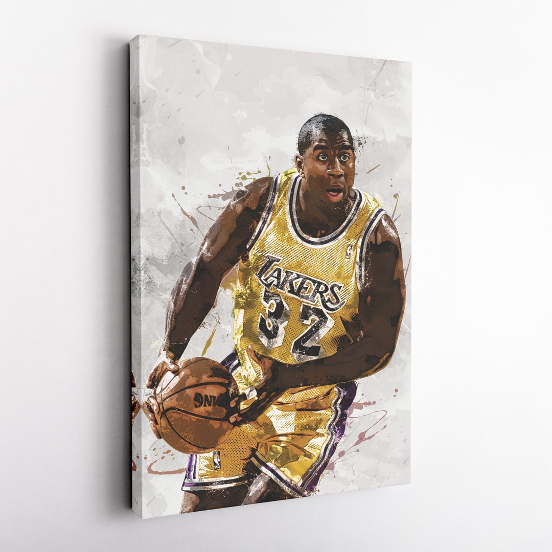 Magic Johnson Poster, Los Angeles Lakers, Canvas Print, Framed Poster ...