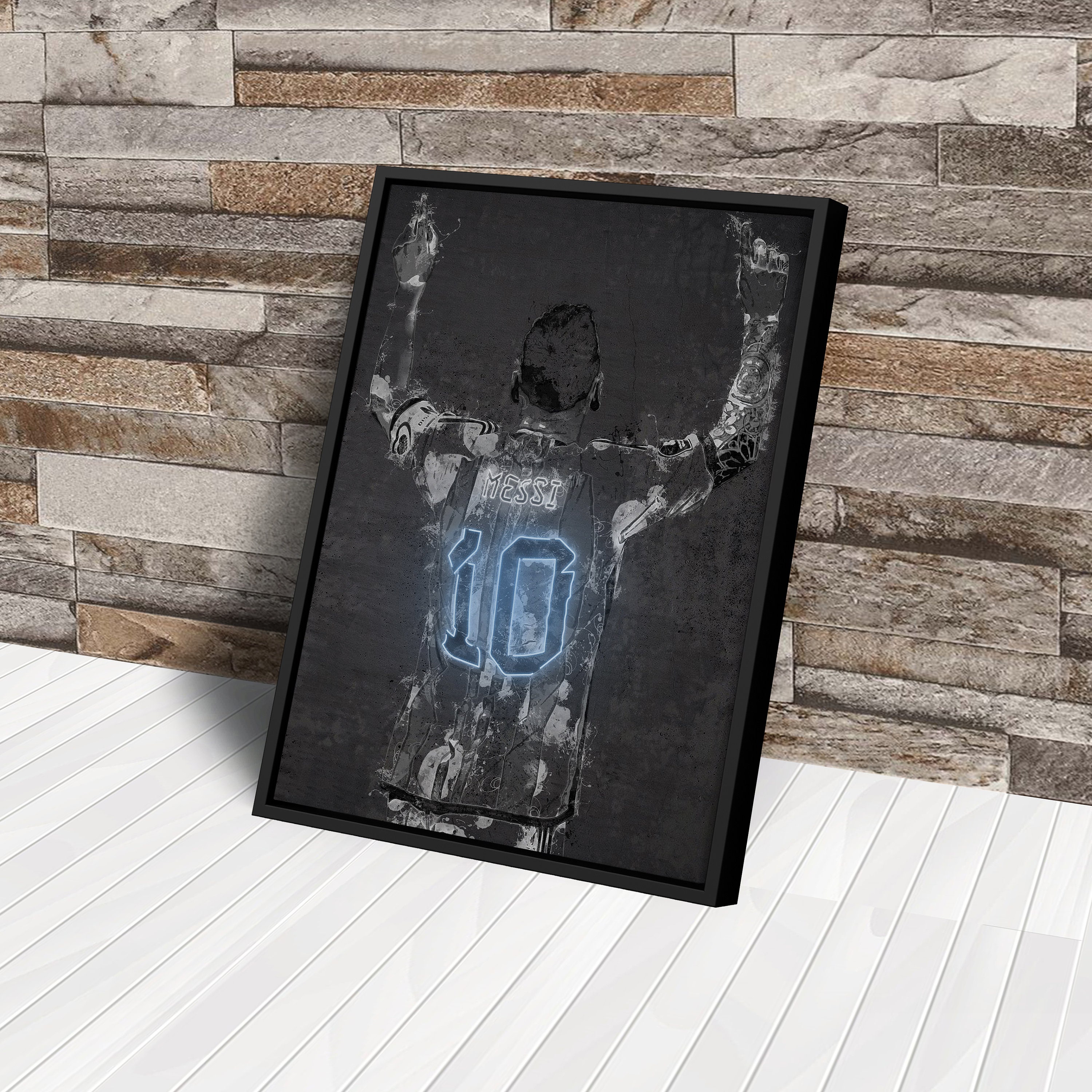 Lionel Messi Poster Neon Effect Argentina Soccer Hand Made Poster ...