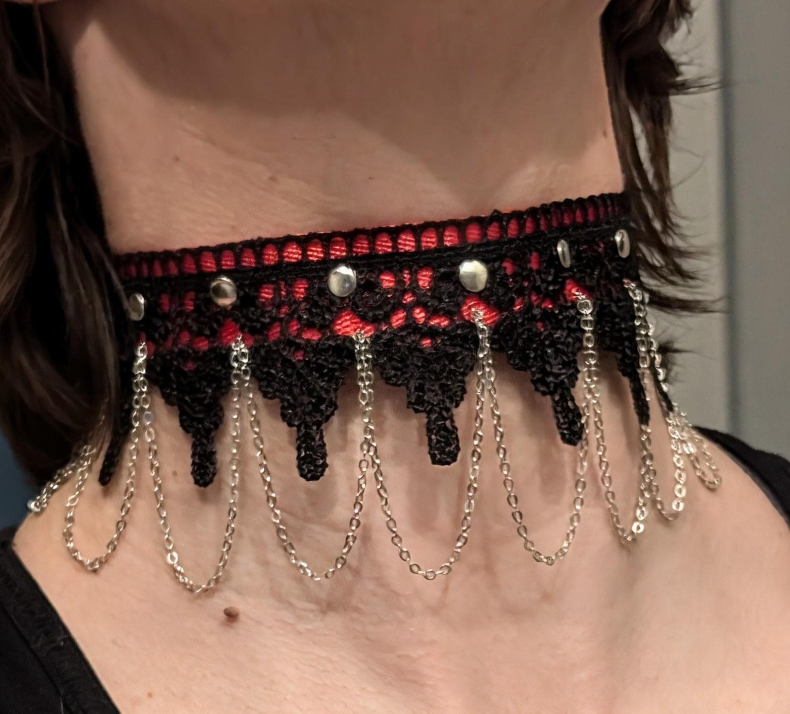 Lucy Westenra's Crimson Collar - Choker, Handmade, Lace, Chain ...