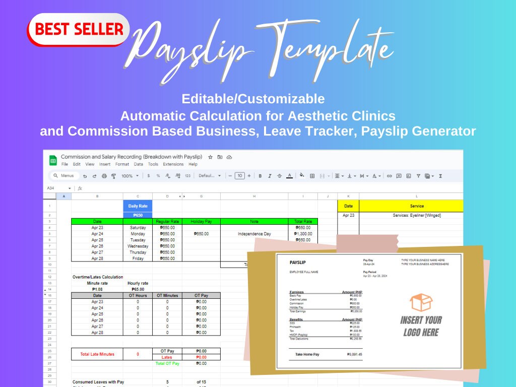 Editable, Customizable, Payslip Template, Payslip Form, Salary Pay ...
