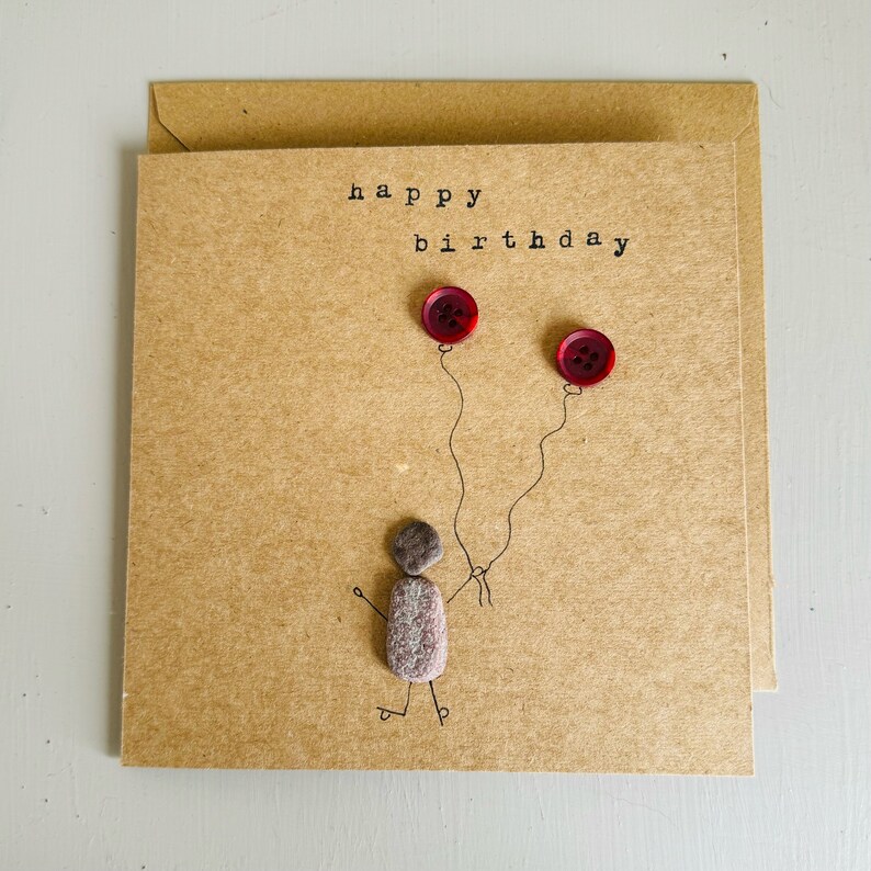 Personalised Pebble Art Birthday Card - Etsy