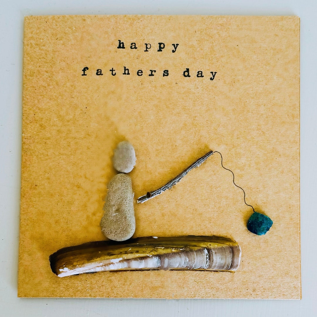 Personalised Pebble Art Fathers Day Card - Etsy