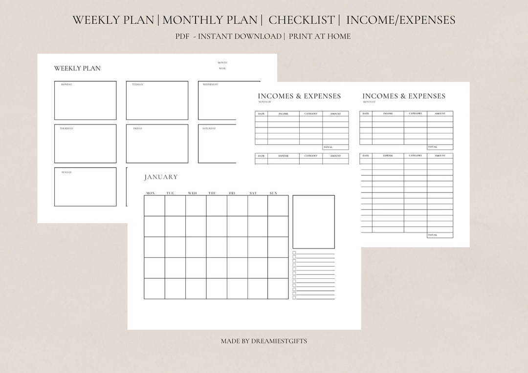 Weekly Planner Printable Landscape, Minimalist Weekly Schedule, Week at ...