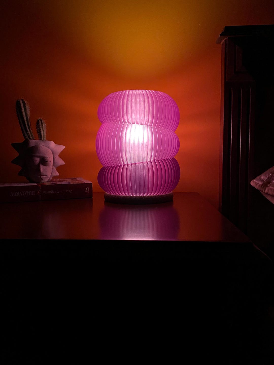Purple Bedside Lamp, Wavy Table Lamp, Cozy Table Lamp, Ambient Table ...