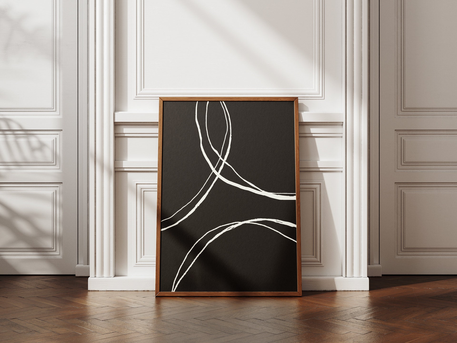 Minimal Black and White Wall Art, Abstract Line Art, Modern Wall Art ...