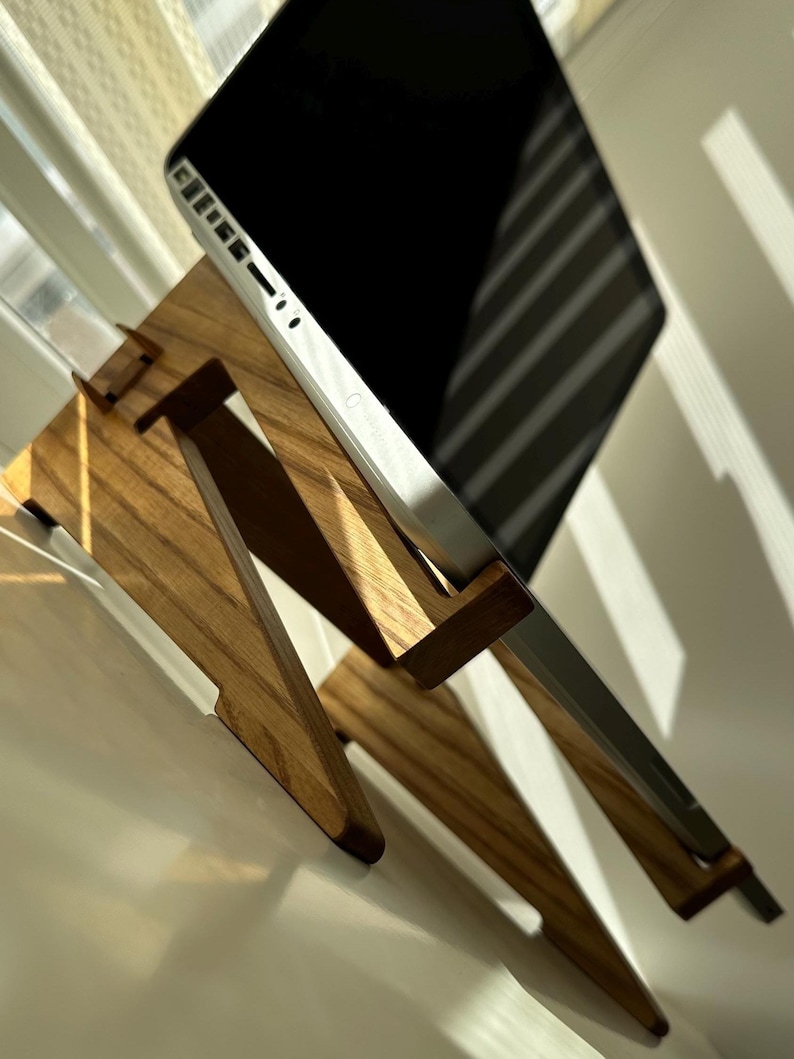 Wooden Laptop Stand & Phone Holder Set: Ergonomic Desk Riser - Etsy