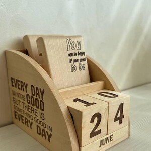 Desktop Wooden Organizer - Custom Perpetual Calendar - Engraved Wooden ...